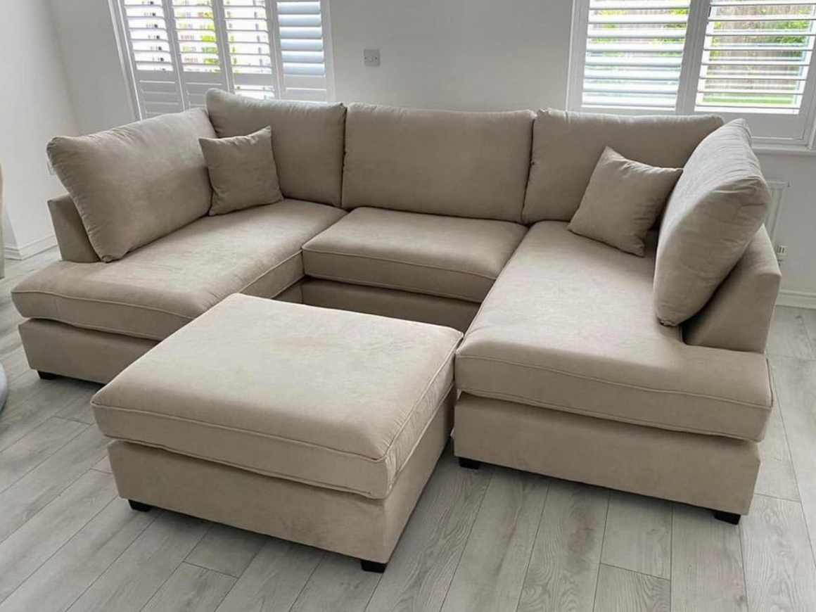 Carnaby Small U Shaped Sofa with Footstool | Furniture Direct Online