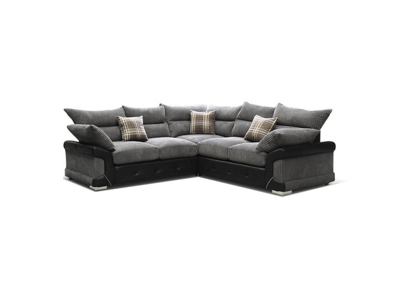 Logan Corner Sofa Grey Cord | Furniture Direct Online