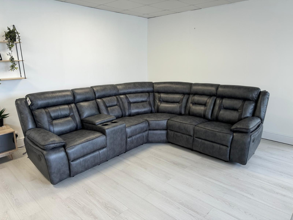 Grey leather sectional sofa store