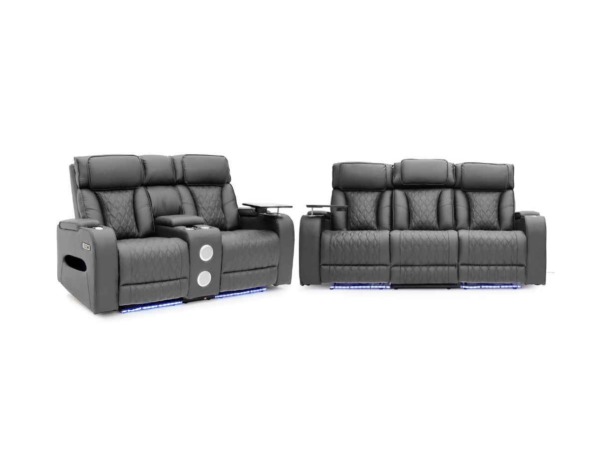 Tech 11 Smart Grey Electric Recliner Sofa Set 3+2