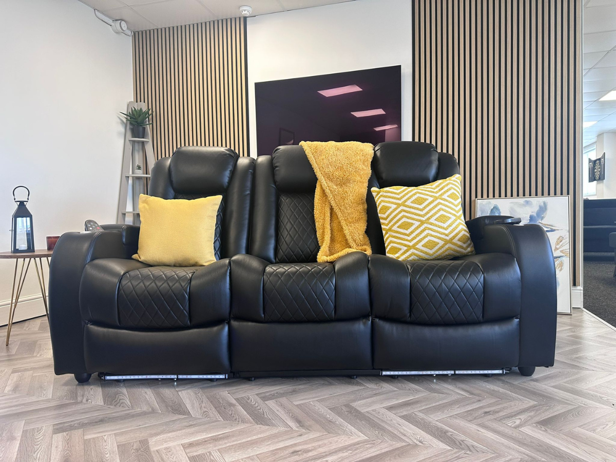 Tech 8 Smart | 3 Seater Electric Recliner Sofa Black – Furniture Direct ...